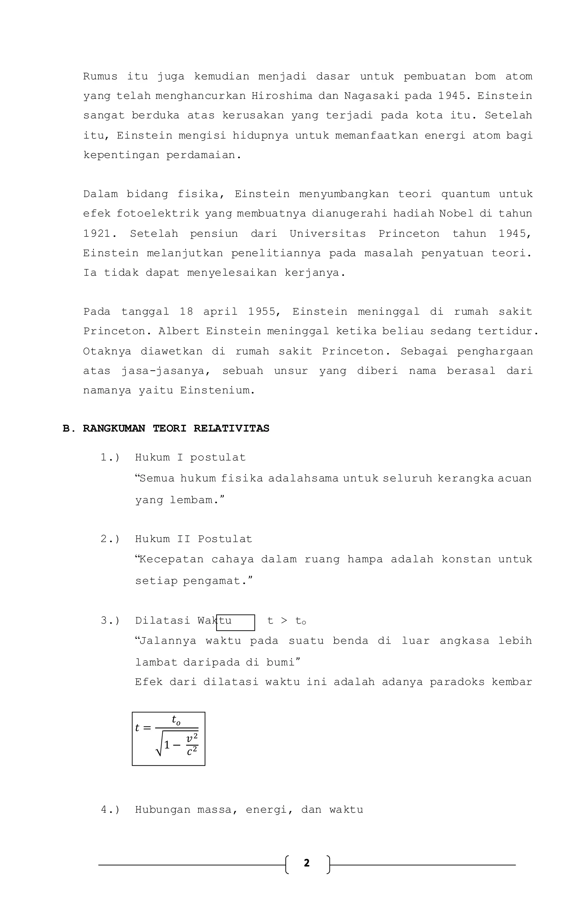 Teori relativitas khusus | DOCX