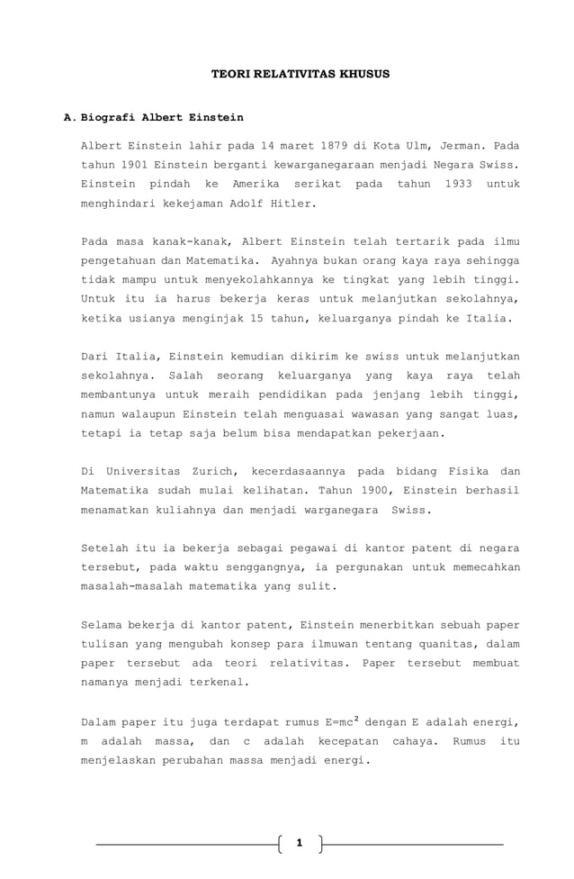 Teori relativitas khusus | DOCX