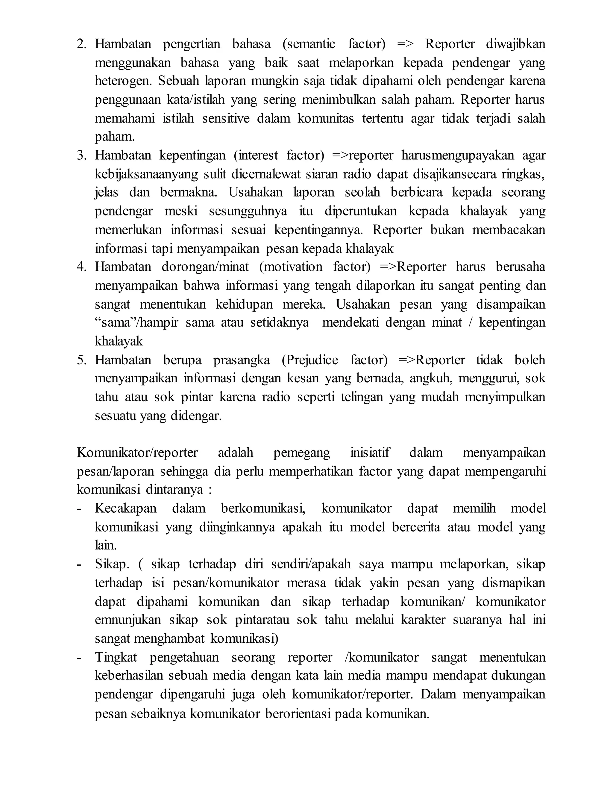 TEKNIK REPORTASE RADIO - Teori Reportase | DOCX