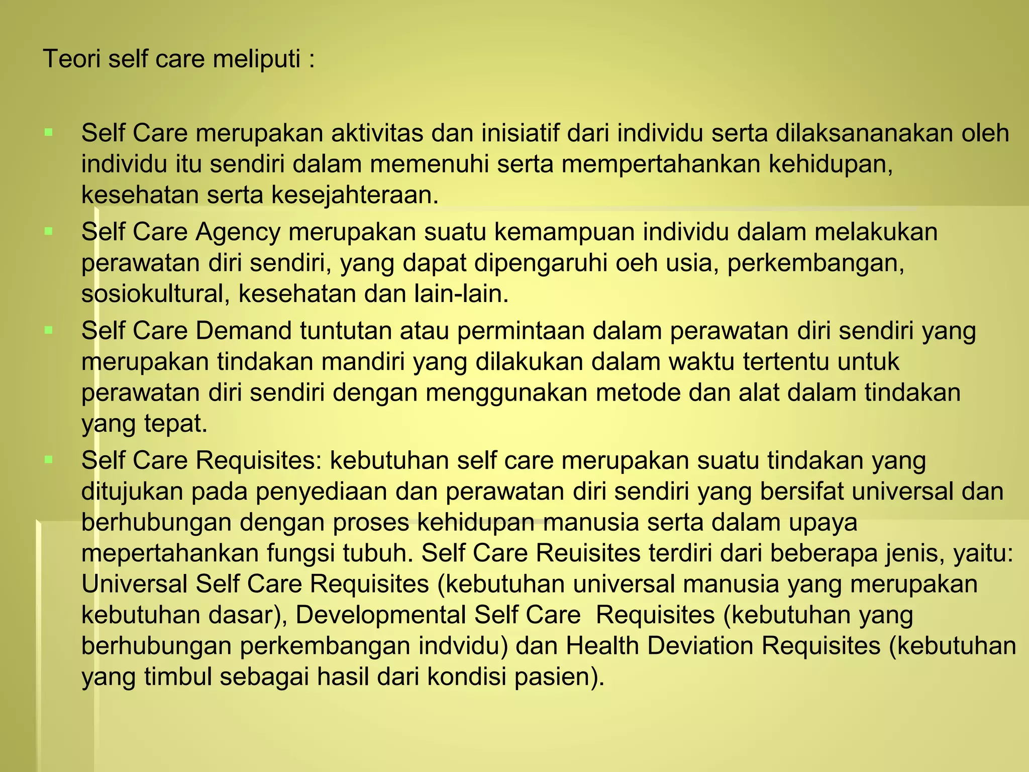 Teori self care 1 | PPTX