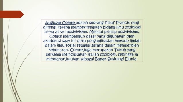 MATERI TEORI SOSIAL BUDAYA KLASIK AUGUSTE COMTE | PPT