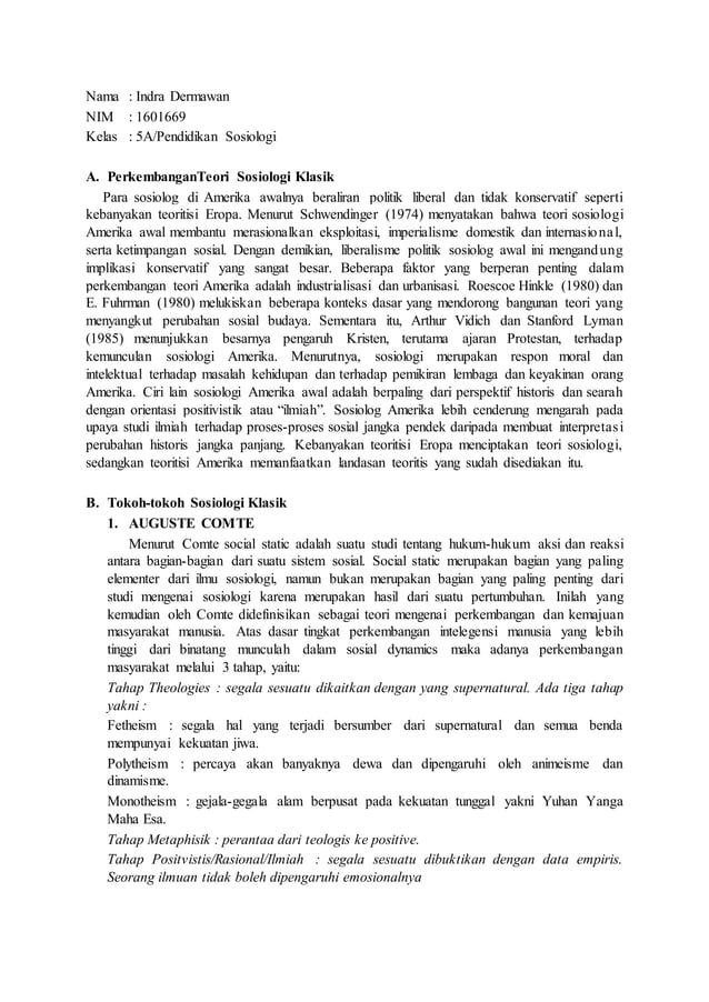 Teori sosiologi klasik | PDF