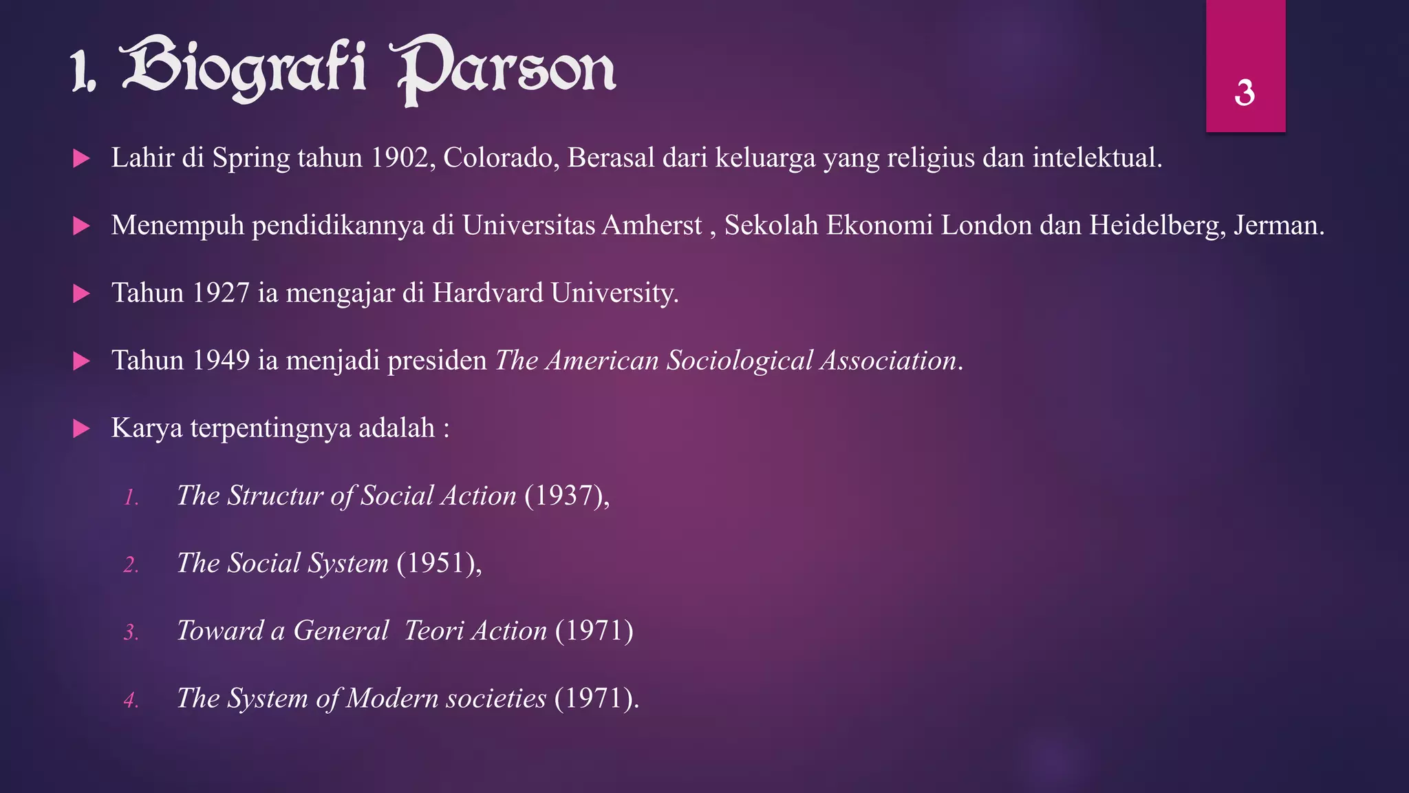 Teori struktural fungsional - Talcot Parsons | PDF