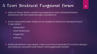 Teori struktural fungsional - Talcot Parsons | PDF