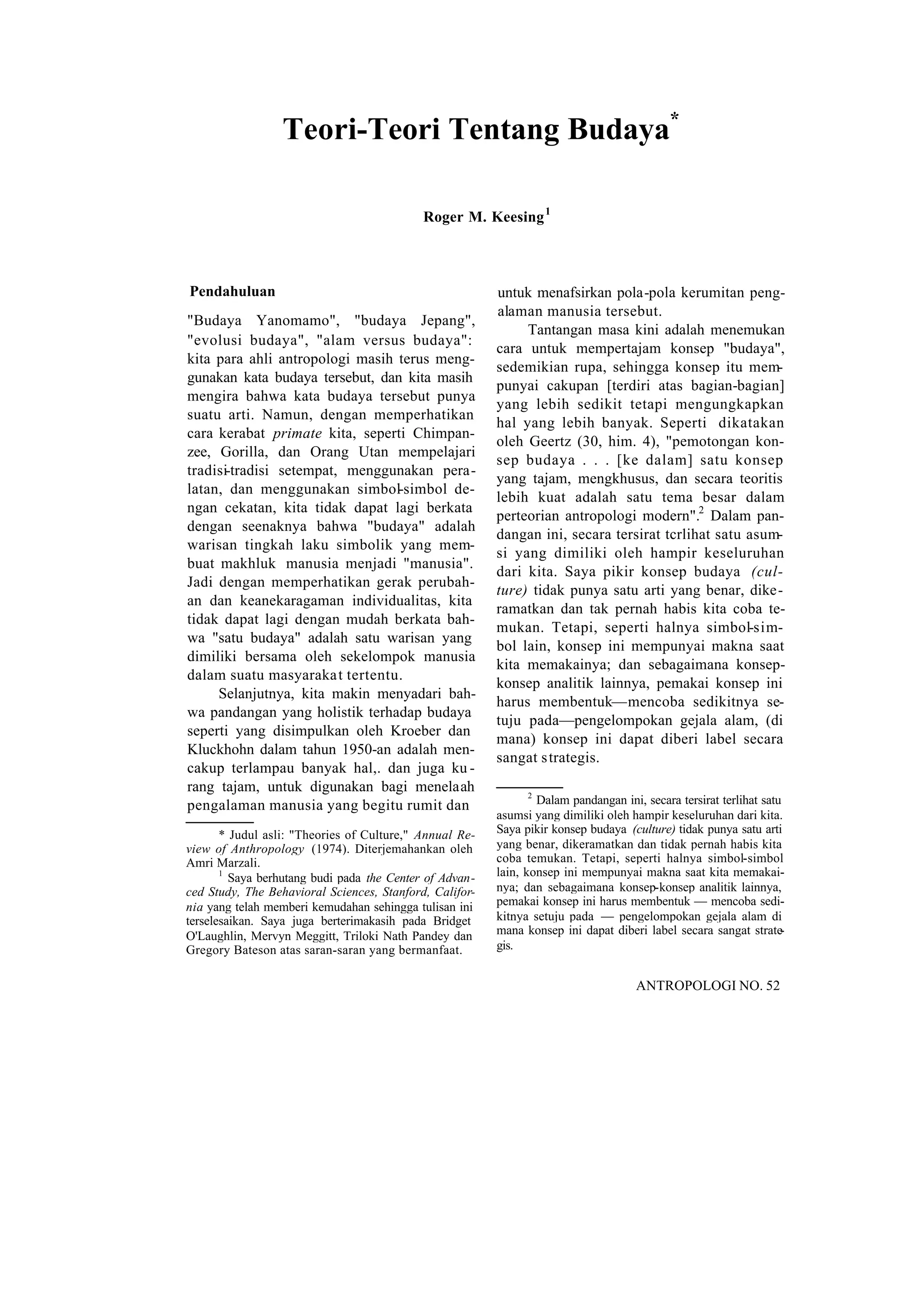 Teori teori kebudayaan | PDF