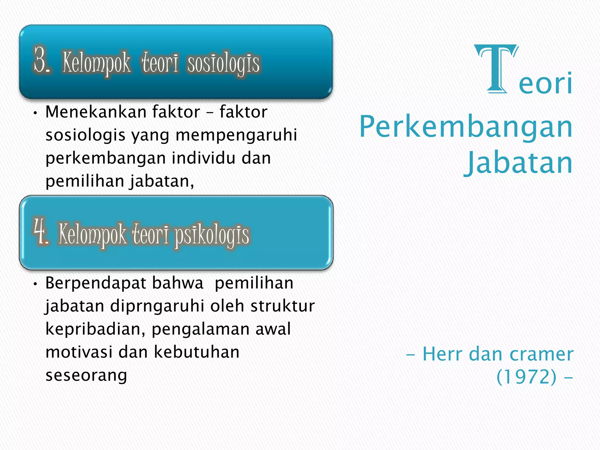 Teori – teori tentang pemilihan jabatan | PPTX