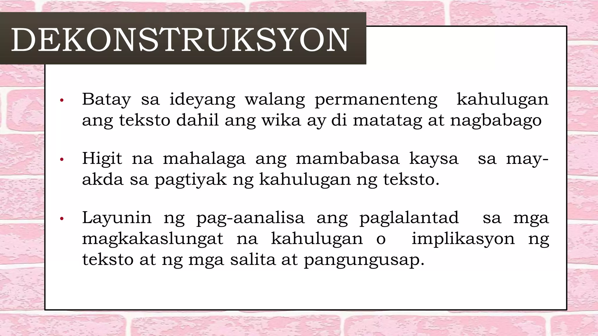 TEORYANG DEKONSTRUKSYON | PPTX