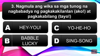 TEORYA NG PINAGMULAN NG WIKA.Wikangfilipino | PPTX