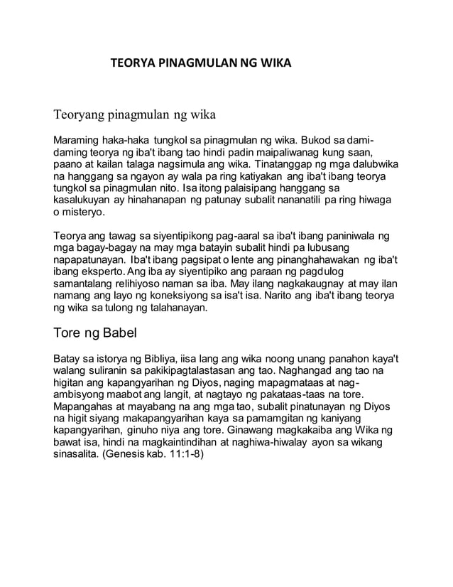 Teoryang wika | DOCX