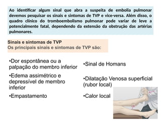 TROMBOEMBOLISMO PULMONAR - URGENCIA E EMERGÊNCIA | PPTX