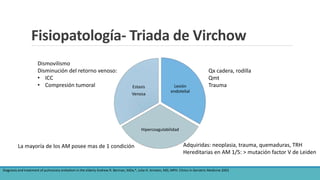 Tromboembolismo pulmonar diagnostico y manejo en la persona mayor | PPTX
