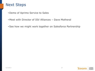 Teradata Apps Salesforce Quick Overview for SI's 2013 v4 | PPT
