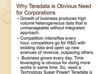 Teradata introduction | PPTX