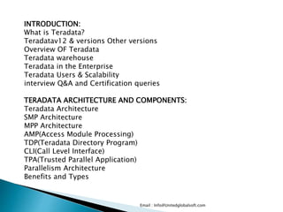 Teradata Online Training in Hyderabad | PPTX