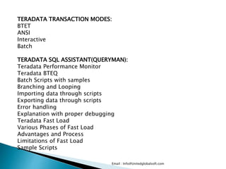 Teradata Online Training in Hyderabad | PPTX