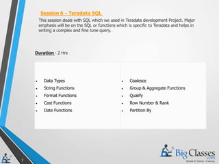 Teradata Training Course Content | PPTX