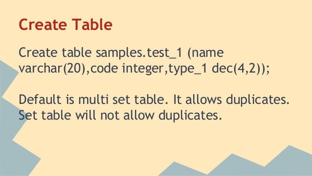Teradata Create Table-Insert Values Teradata Create Table-Insert Values