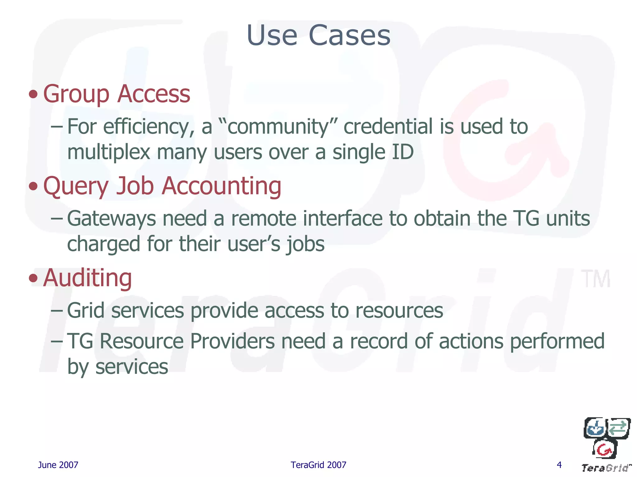 TeraGrid's GRAM Auditing & Accounting, & its Integration with the LEAD ...