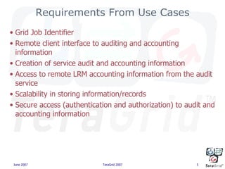 TeraGrid's GRAM Auditing & Accounting, & its Integration with the LEAD ...