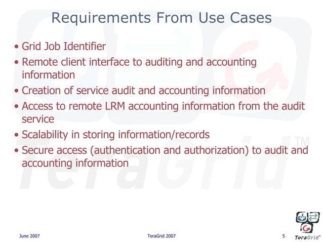 TeraGrid's GRAM Auditing & Accounting, & its Integration with the LEAD ...