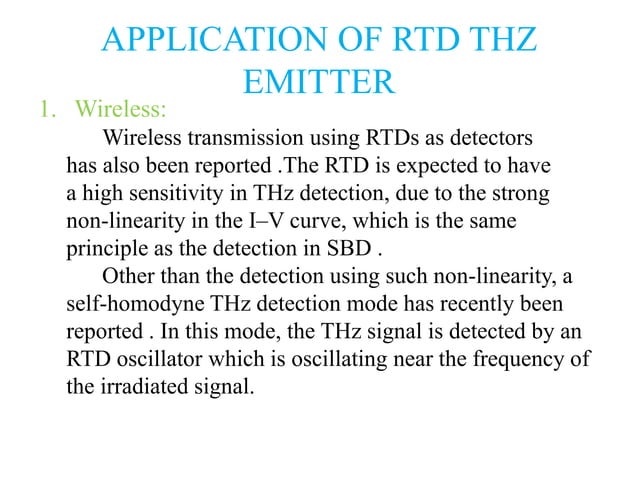 Terahertz emitter using resonant tunneling diode | PPT