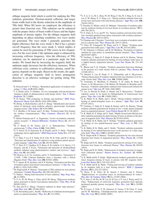 Terahertz Radiation Generation By Beating Of Two Laser Beams In A