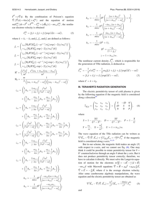 Terahertz radiation generation by beating of two laser beams in a ...