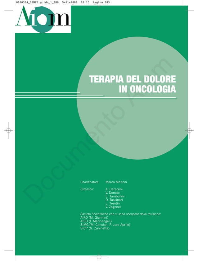Terapia del dolore in oncologia linee guida aiom | PDF