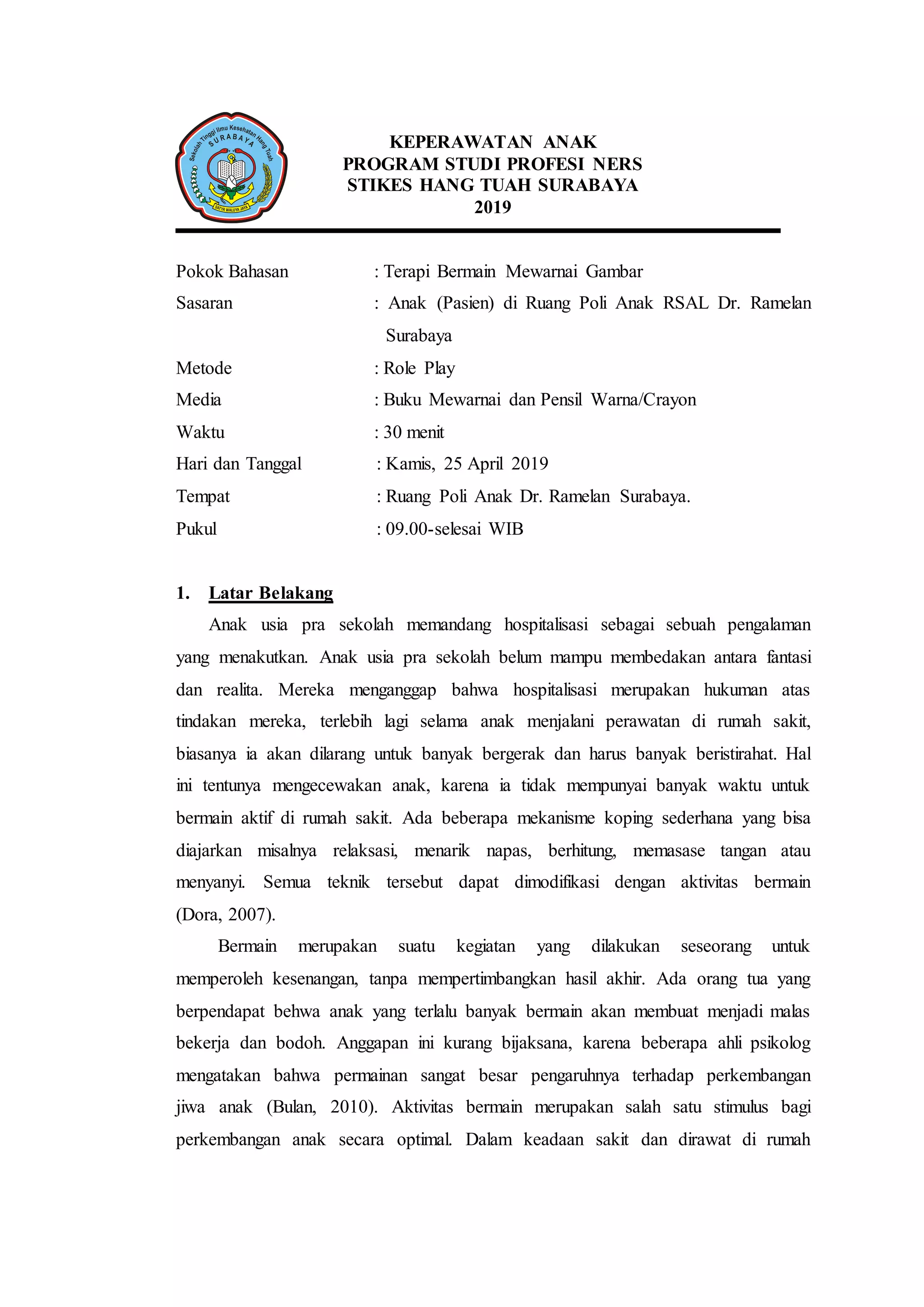 Terapi bermain mewarnai poli anak | DOC