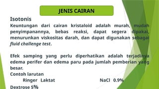 TERAPI CAIRAN 2024 materi anestesi pada pasien | PPTX