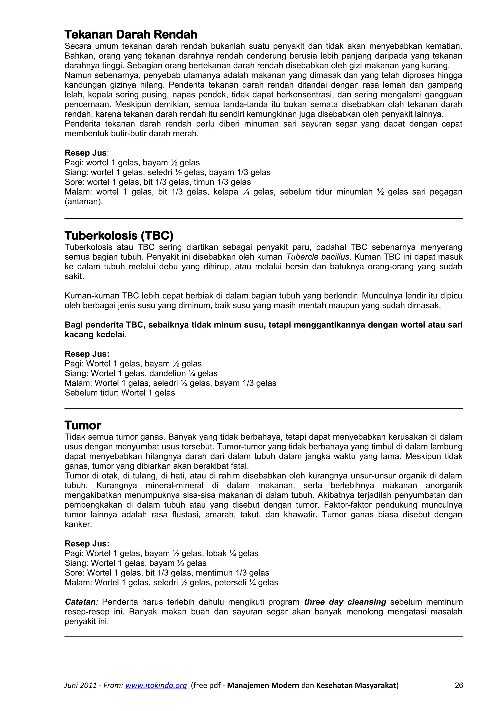 Terapi jus jenis penyakit dan resep terapinya(2) | PDF
