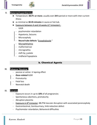 Teratogenicity: Pediatric Notes (2018) | PDF