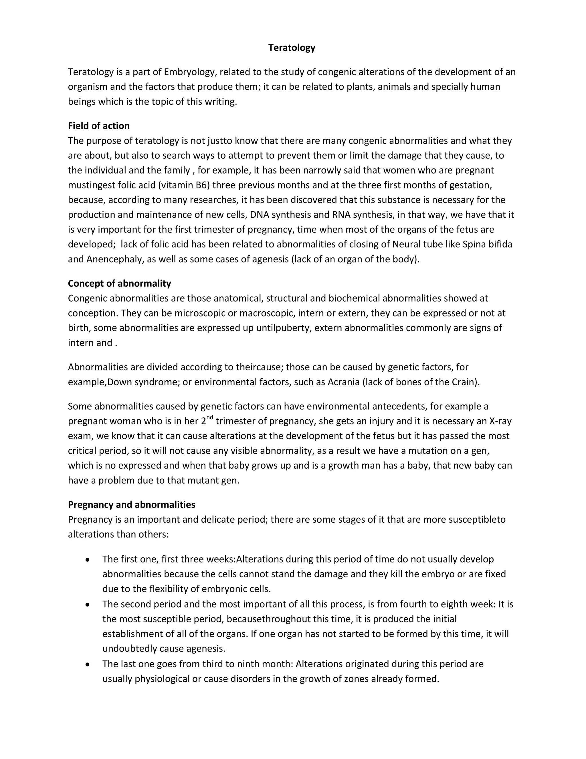 Teratology | DOCX