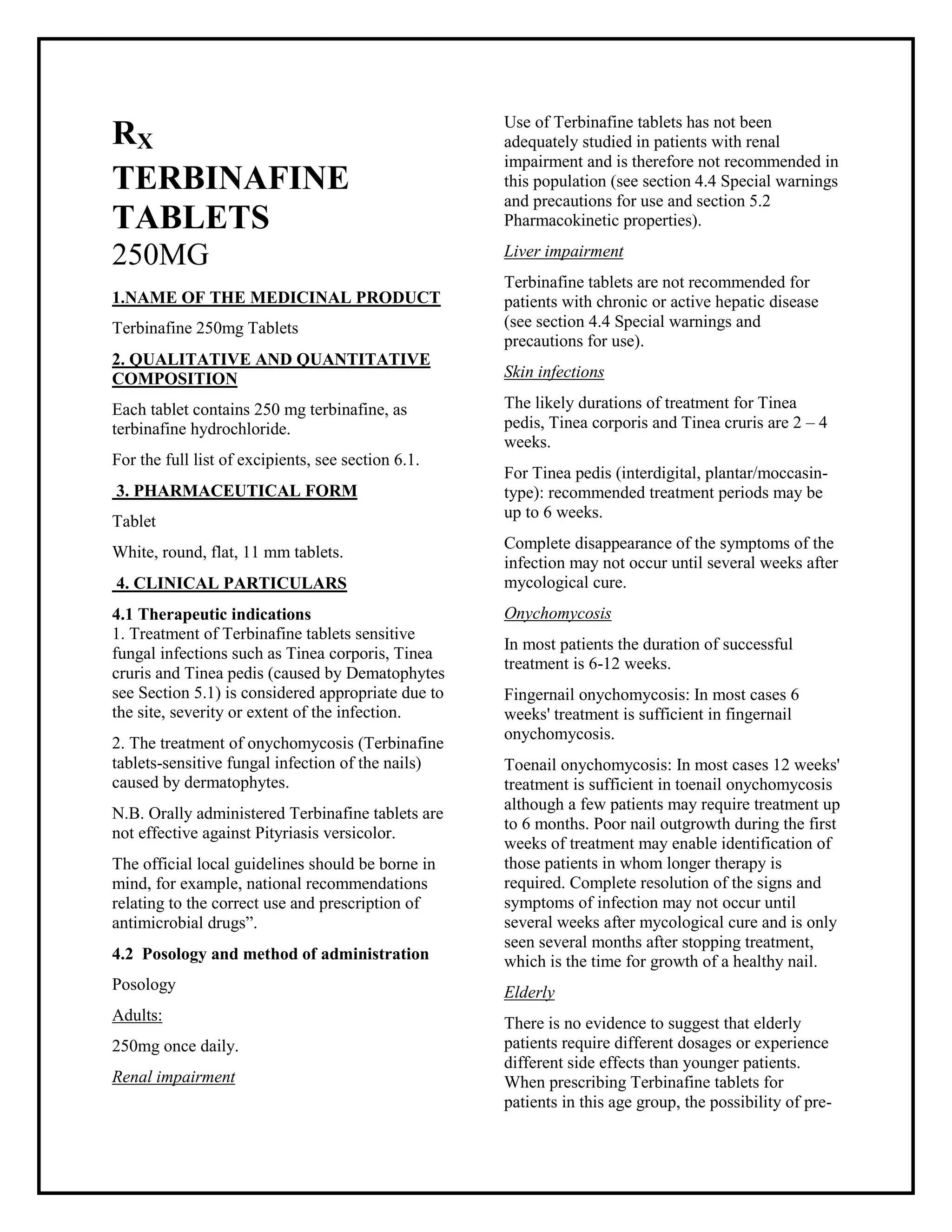 Terbinafine 250mg tablets smpc taj pharmaceuticals | PDF