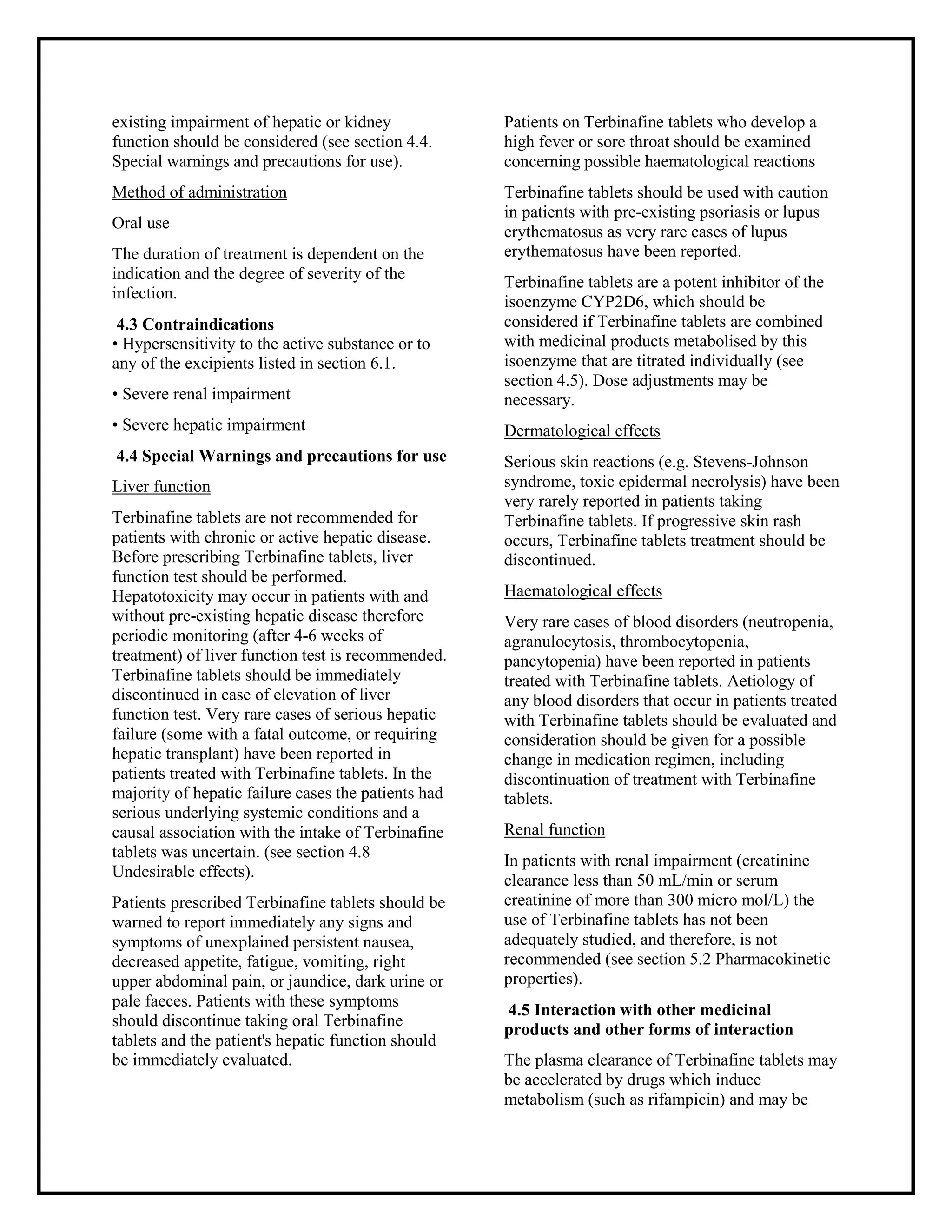 Terbinafine 250mg tablets smpc taj pharmaceuticals | PDF