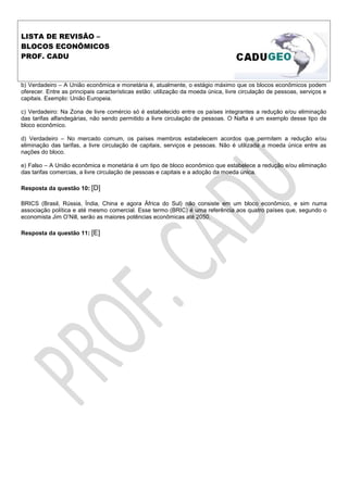 Terceira lista exercicios_globaliz_blocos_economicos_satrte_2020 | PDF