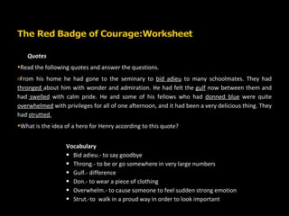 The Red Badge of Courage by Stephen Crane | PPT