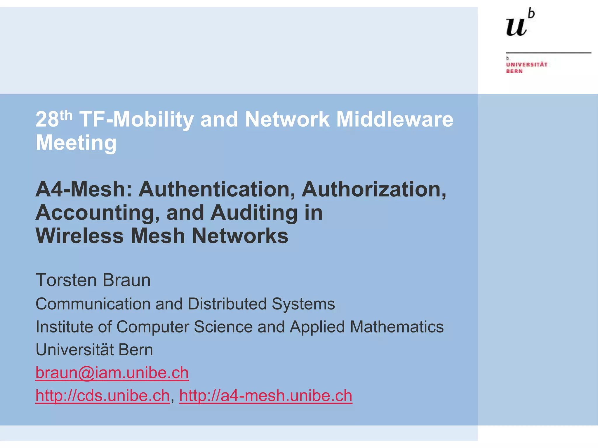 A4 Mesh Authentication Authorization Accounting And Auditing In Wireless Mesh Networks Ppt