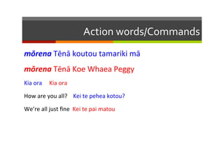 Te reo command action words sessions | PDF