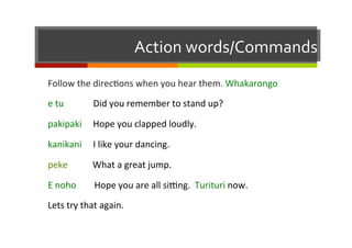 Te reo command action words sessions | PDF