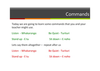 Te reo command action words sessions | PDF