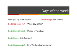 Te reo days of the week sessions 9 to 11 | PDF