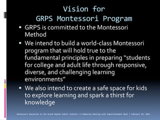 Montessori Education in the Grand Rapids Public Schools: A Community