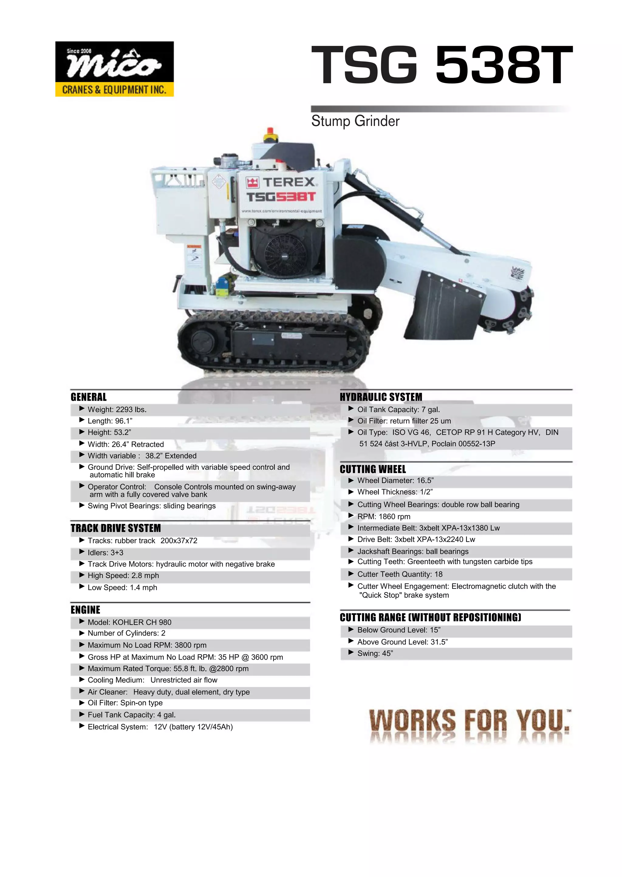 TEREX TGS 538T STUMP GRINDER INSPECTION REPORT | PDF
