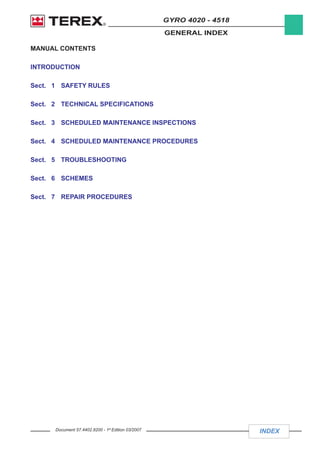 Terex Gyro 4020 Telescopic handler Service Repair Manual.pdf | Physics ...