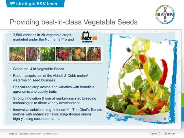 Fruits & Vegetables in Bayer CropScience | PPT
