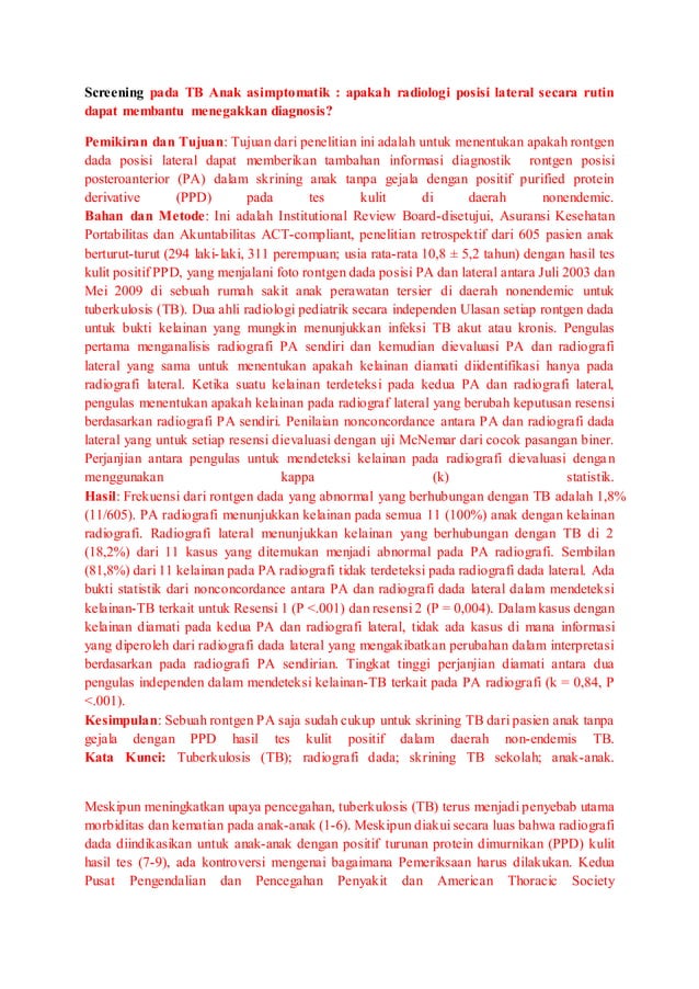 Terjemahan screening pada tb anak asimptomatik | PDF
