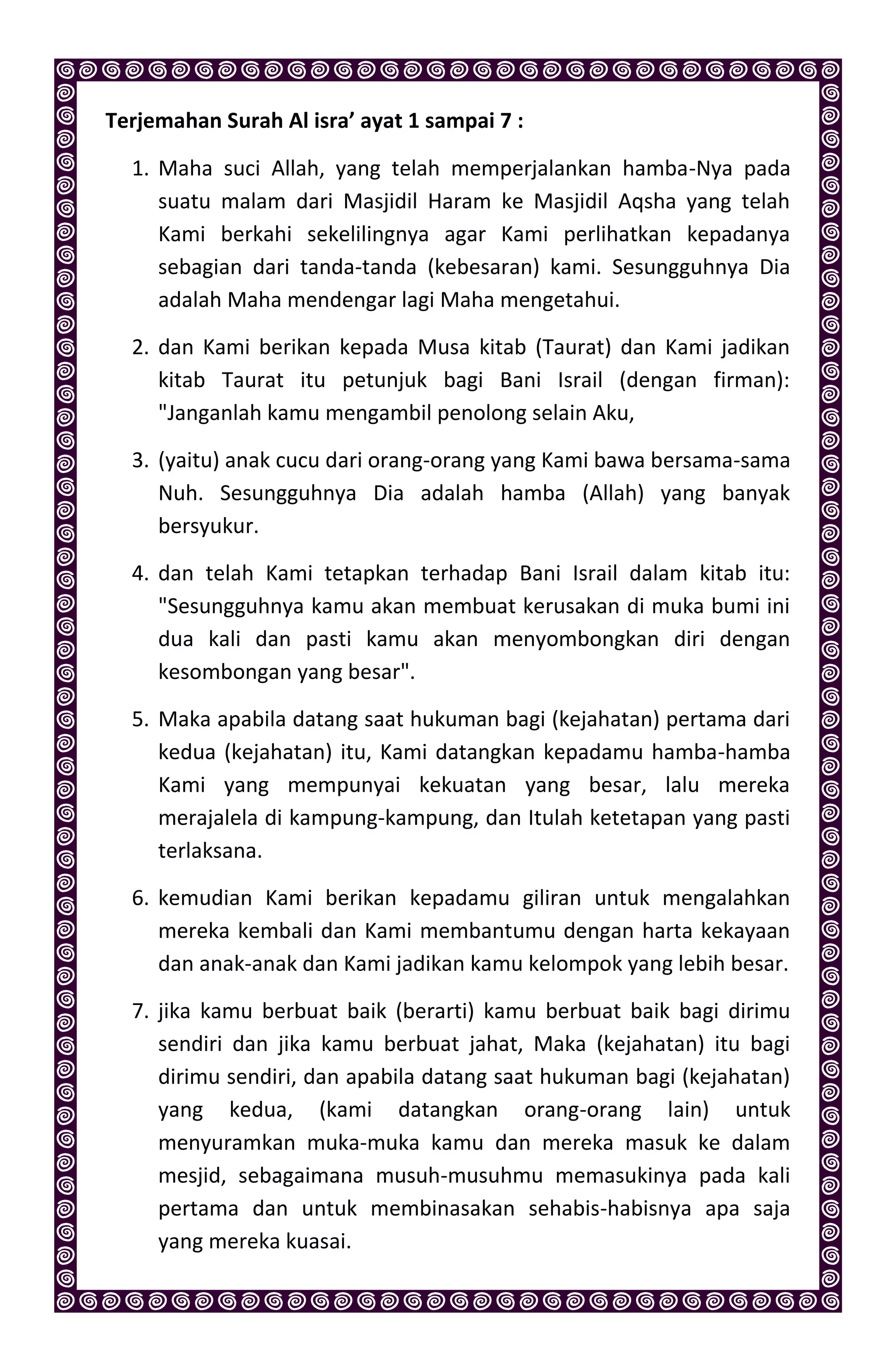 Terjemahan Surah Al-Isra' | DOCX