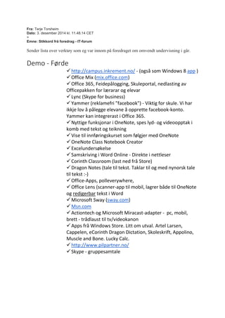 IT-forum OU 2014- Terje Torsheim om omvendt undervisning | PDF