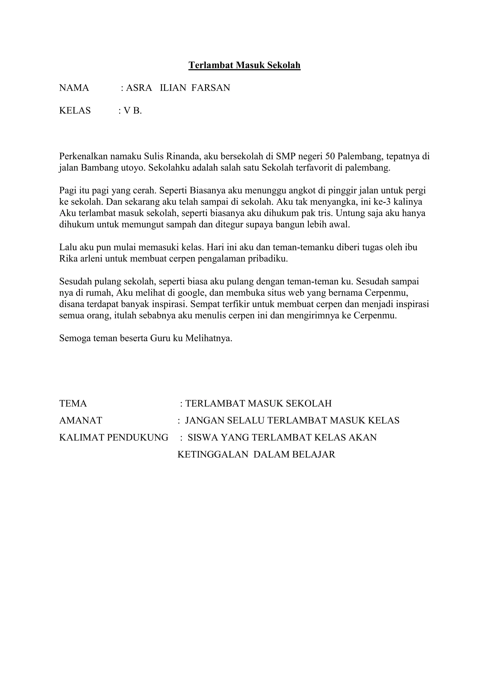 Terlambat masuk sekolah | PDF